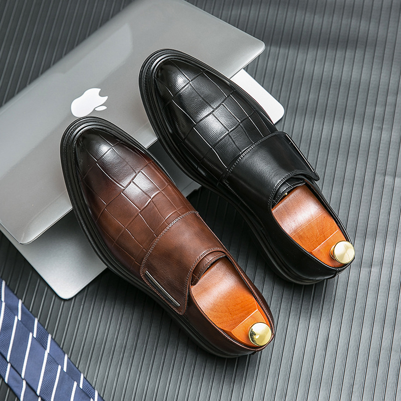 Business Men's Stone Pattern Leather Formal Shoes - Xenno