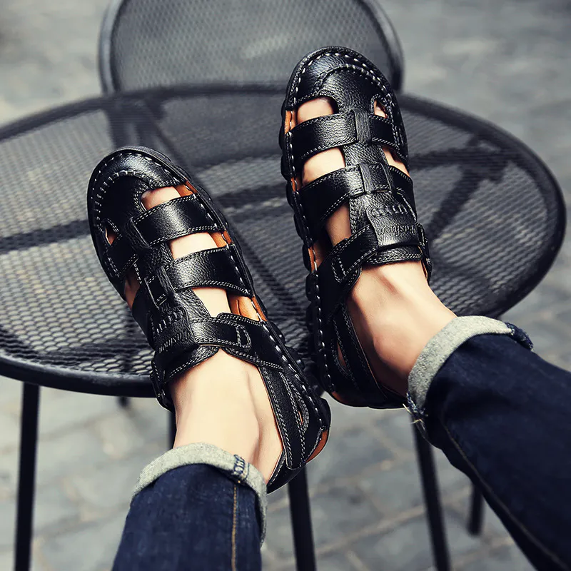 RELAX RISE GENUINE LEATHER SANDALS - OFF BEAT