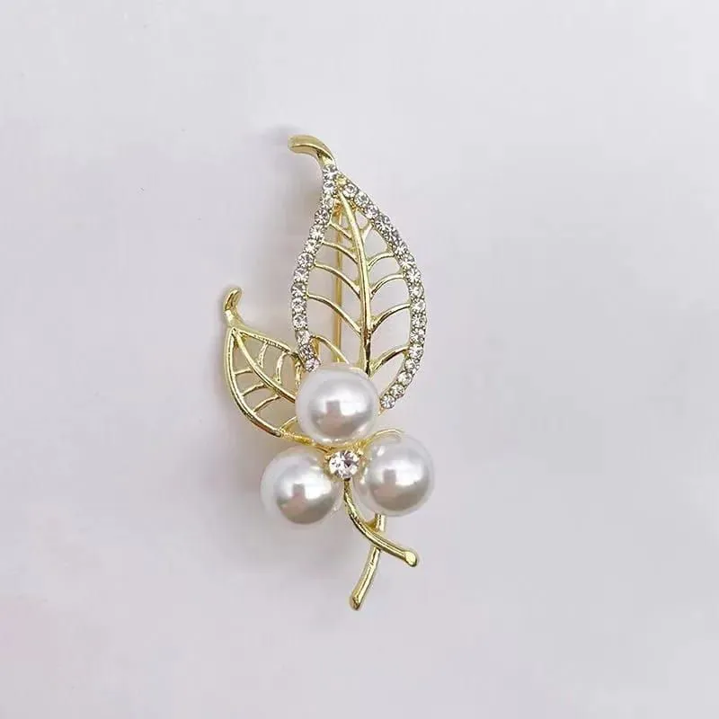 Pearl Maple Leaf Hijab Brooch / Hijab Pin - Only 99 Shop BD