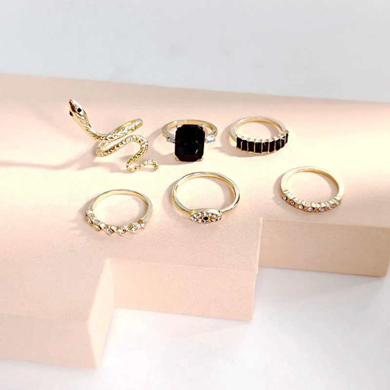 6pcs Black Snake Design Ring Set - Only 99 Shop BD