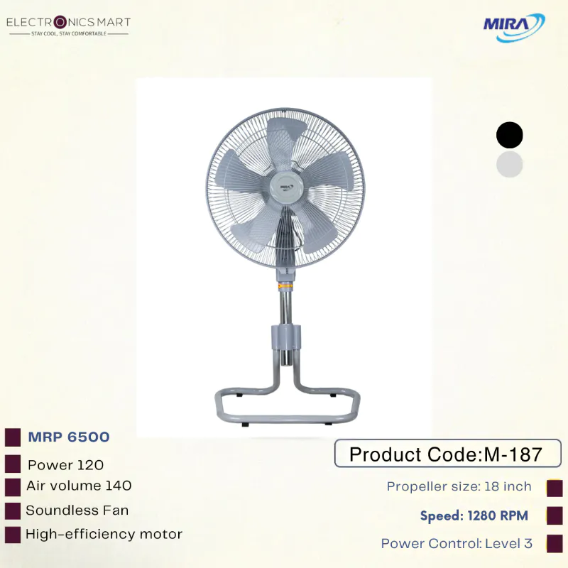 MIRA Stand Fan 18 Inch M-187 Grey - Electronics Mart