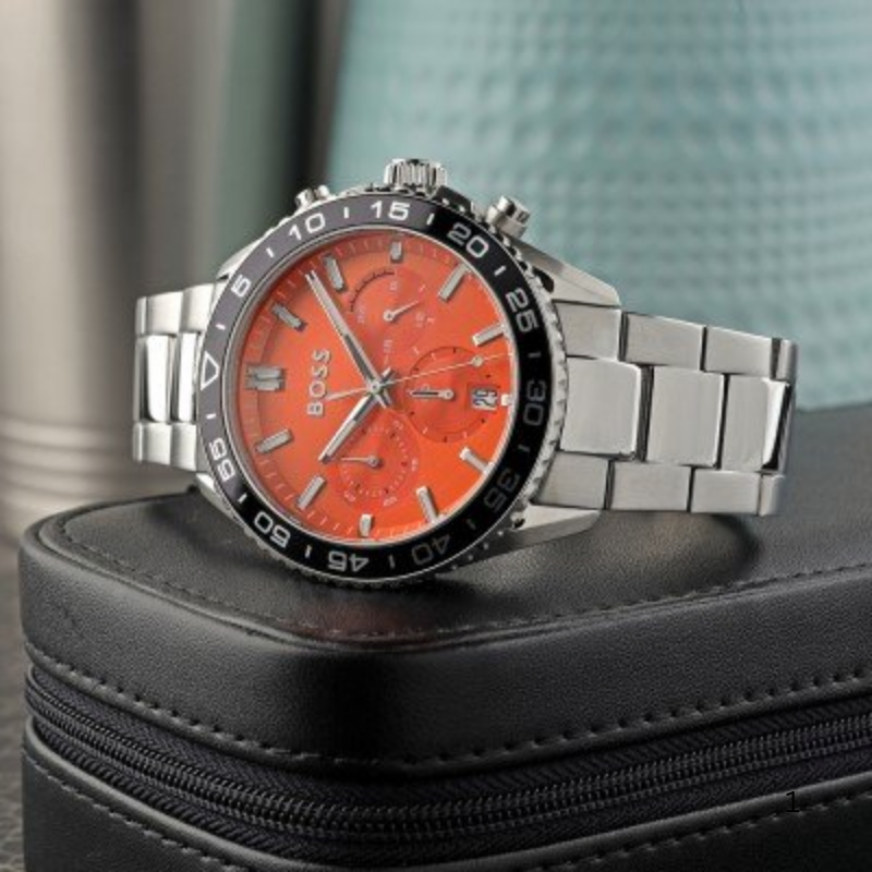 Hugo Boss Runner Chronograph Orange Dial Men's Watch - Elite Club