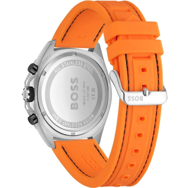 Hugo Boss Energy Chronograph Quartz Black Dial Orange Rubber Strap ...